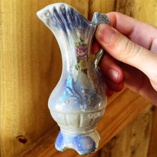 VINTAGE LUSTERWARE - Ceramic Small Vase For Single Rose/Flower! Blue ...