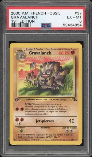 2000 POKEMON FRENCH 1st Edition Fossil Gravalanch-Graveler 37/62 PSA 6 ...