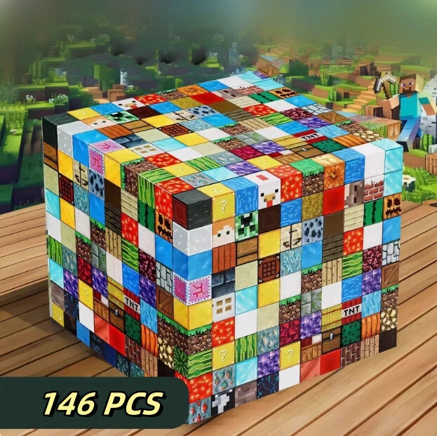 MINECRAFT STYLE MAGNETIC Blocks 84/150 Piece Construction Toy ...