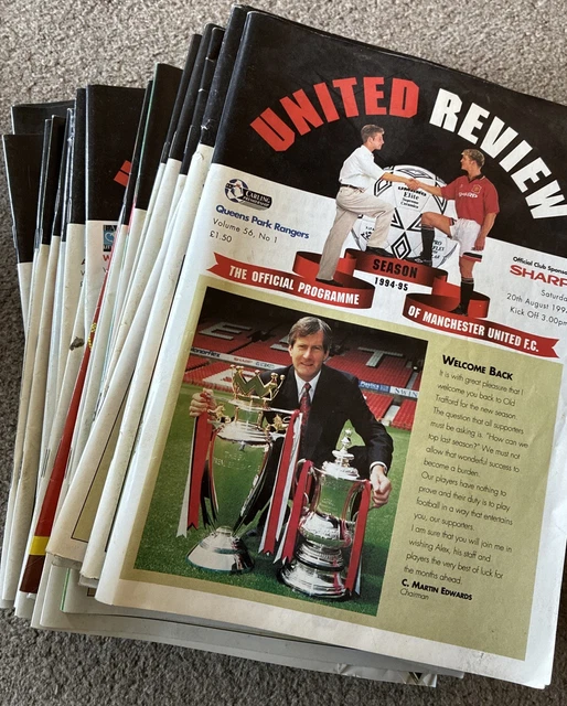 UNITED REVIEW - Manchester United Programmes 94/95 Season Volume 56 £21 ...
