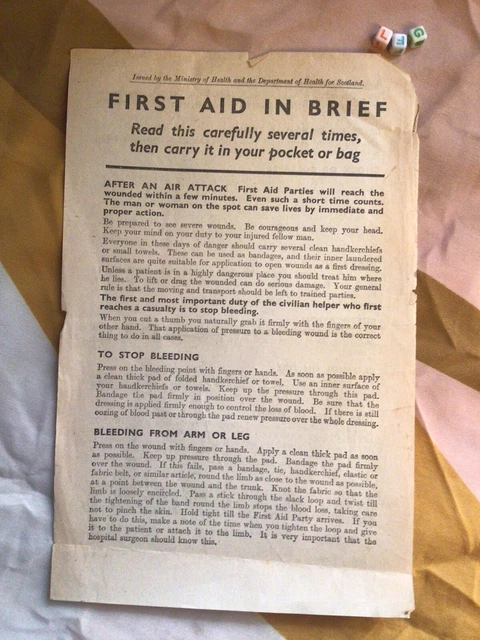 RARE WW2 WARTIME First aid In An Air Raid Pamphlet EUR 16,28 - PicClick FR