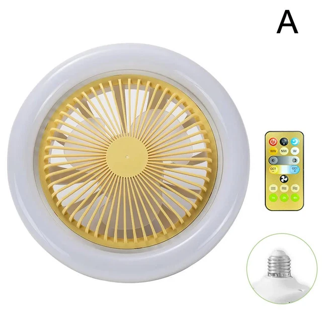 YELLOW ADJUSTABLE MODERN Led Ceiling Fan with Light E27 Bedroom Living ...