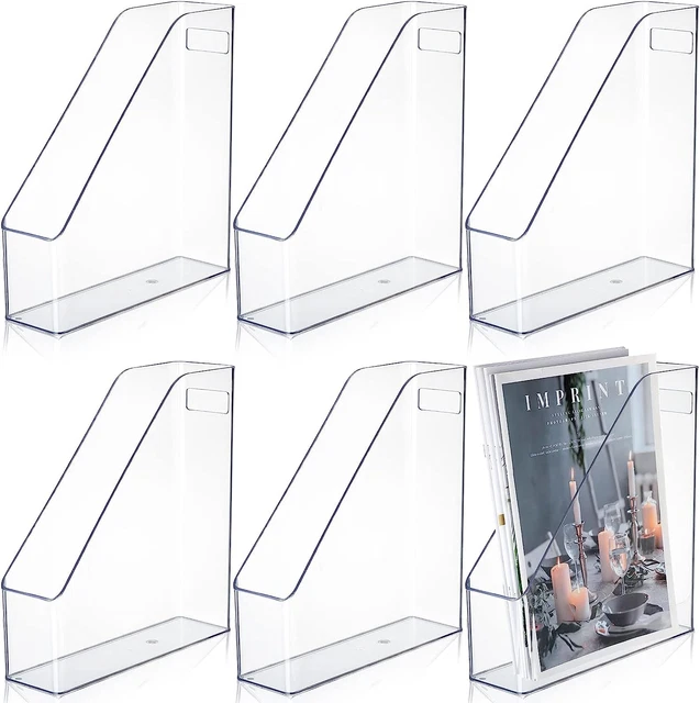 6 PCS CLEAR Acrylic Magazine File Holder Plastic Desk Organizer with ...