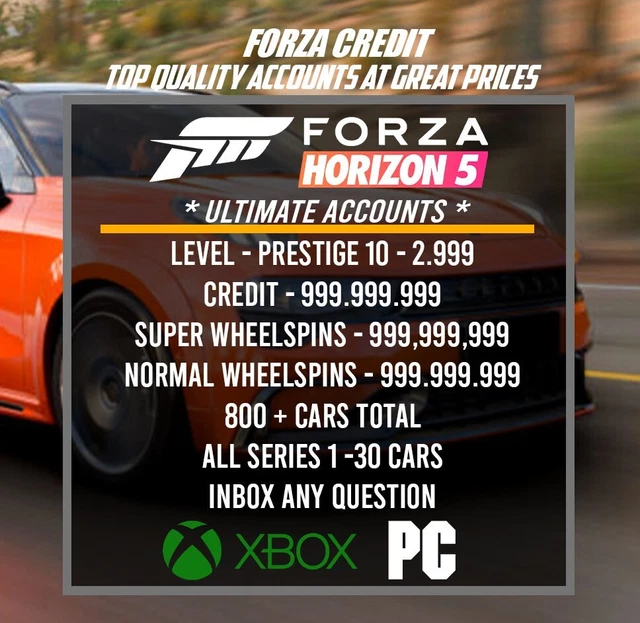 FORZA HORIZON 5 Modded Accounts Includes Credits,Wheelspins,Cars Up To ...
