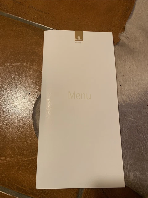 EMIRATES BUSINESS CLASS Menu Speisekarte Ek0435 Bnedxb J 50d A380. 2023 ...