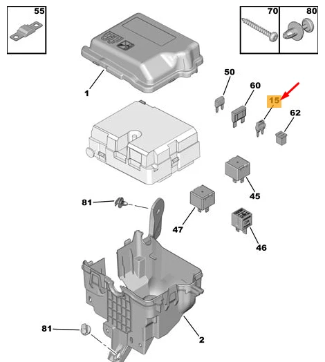 FAISCEAU DE FUSIBLES CITROËN C3 MK3 SX Diode 9666442780 NEUF ORIGINE ...