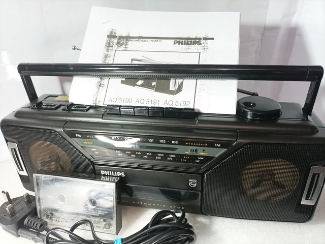 PHILIPS AQ 5192 Boombox Cassette Tape Player Recorder Radio Portable ...