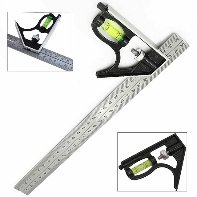 300MM ADJUSTABLE ENGINEERS Combination Try Square Set Right Angle Ruler ...