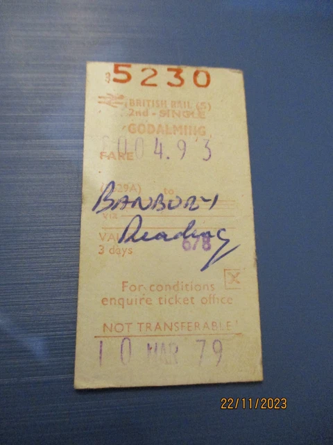 BRITISH RAILWAYS SOUTHERN - Godalming to Banbury - Edmondson Card ...