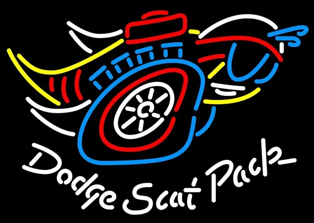10& VIVID DODGE Scat Pack Mopar Garage Neon Sign Light Lamp Beer Bar ...