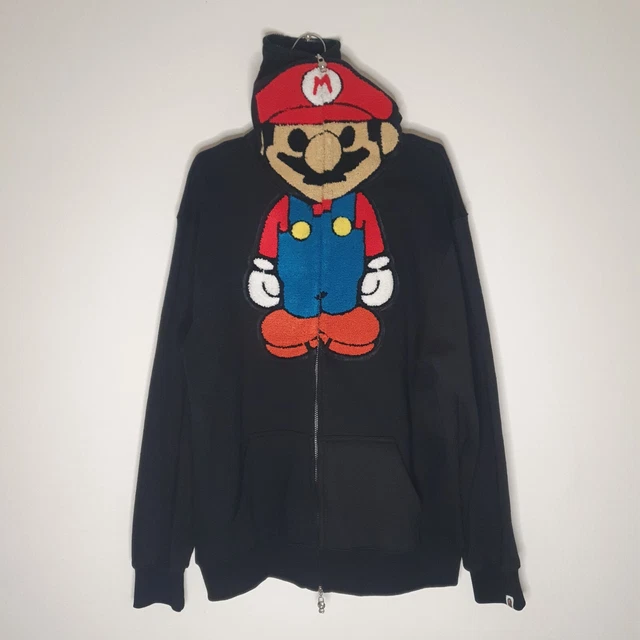 MARIO X BABY MILO by A Bathing Ape BAPE Full Zip Hoodie Cotton Black ...