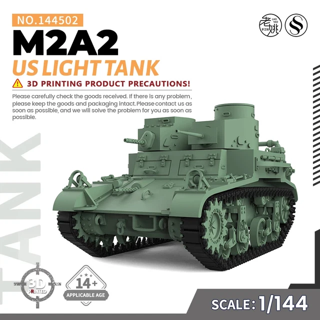 SSMODEL 144502 1/144 3D Printed Resin Model Kit US Light Tank M2A2 EUR ...