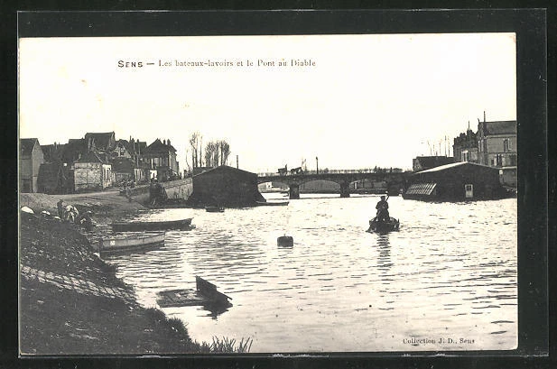 CPA SENS, LES bateaux-lavoirs et le Pont au Diable 1906 EUR 3,00 ...