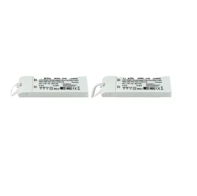 TRA 60VA TRANSFORMER 12v LOW VOLTAGE TRANSFORMERS 60W DIMMABLE 2 pack £ ...