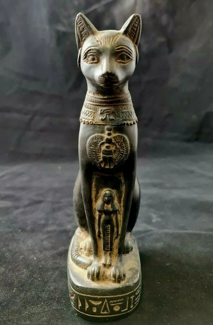 ANCIENT EGYPTIAN ANTIQUES Bastet Statue Cat Egypt Goddess Black Stone ...
