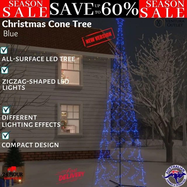 CHRISTMAS CONE TREE Blue 3000 LEDs Garden Xmas Light Display Outdoor ...