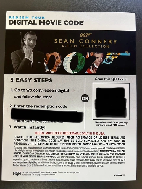 007 JAMES BOND Sean Connery 6-Film Collection - Digital Code - Us - 4K ...