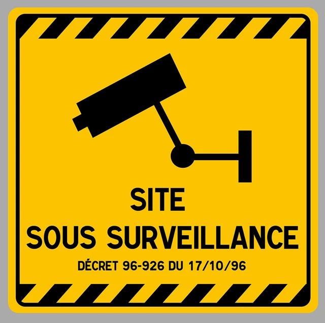 SITE SOUS VIDEO Surveillance Camera Protection Autocollant Sticker ...