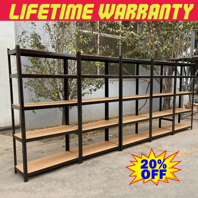 5 TIER GARAGE Shelves Metal Shelving Unit Racking Boltless Heavy Duty ...
