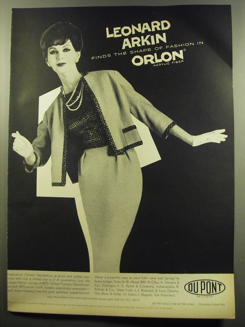 1959 DU PONT Orlon Ad - Leonard Arkin finds the shape of fashion in ...