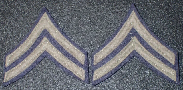 WW2 US ARMY USAAF Corporal Chevrons Rank Insignia Patch PAIR 3D Wool ...