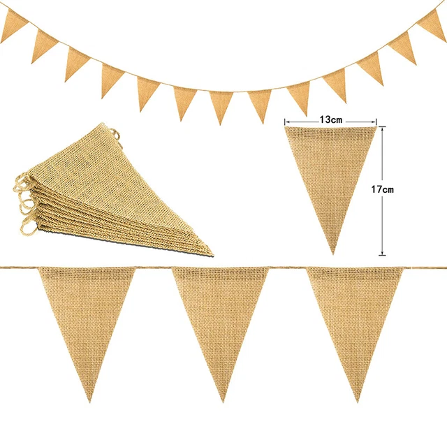 13 DRAPEAUX JUTE vintage Hessian Burlap Bantin Banner Mariage ...