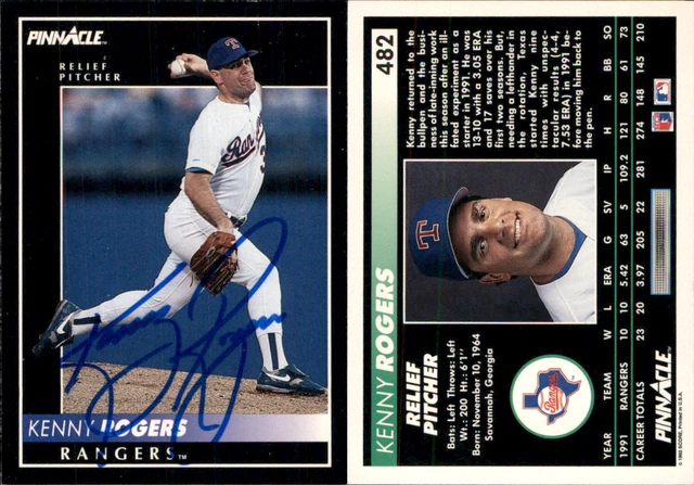 CARTE KENNY ROGERS signée 1992 Pinnacle #482 Texas Rangers Auto AU EUR ...