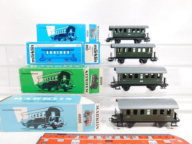 4X MÄRKLIN H0 AC 4000 Sheet Metal Passenger Car 2. Class Bi 18t Box # ...