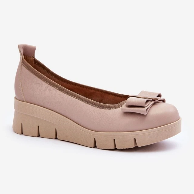 LEWSKI SHOES BALLERINE in pelle su plateau con decorazione, Beige ...