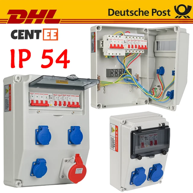 WANDVERTEILER BAUSTROMVERTEILER STECKDOSENVERTEILER mit CEE Dose 32A ...