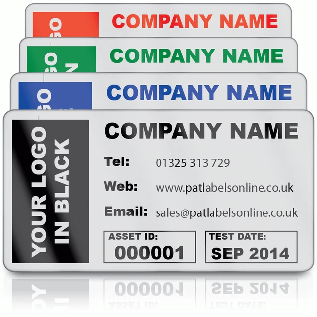 HEAVY DUTY STANDARD Size Asset ID Labels - Design 4. Choice of Colours ...