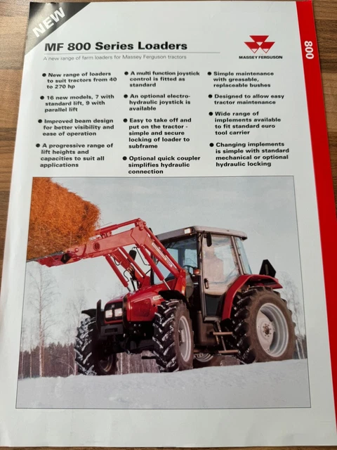 ORIGINAL MASSEY FERGUSON 800 Series Front Loader Specification Sheet - 1999 £5.50 - PicClick UK