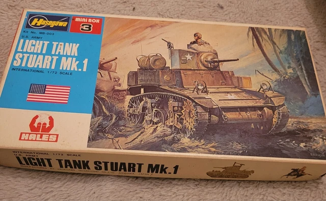 1974 VINTAGE HASEGAWA Mb-003 Ww2 Us Army Light Tank Stuart Mk.1 Model ...