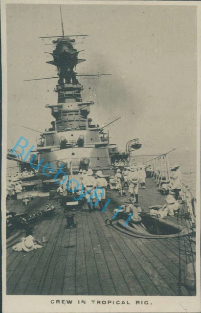 HMS HOOD CREW In Tropical Rig Royal Navy Battlecruiser world Tour 1923 ...