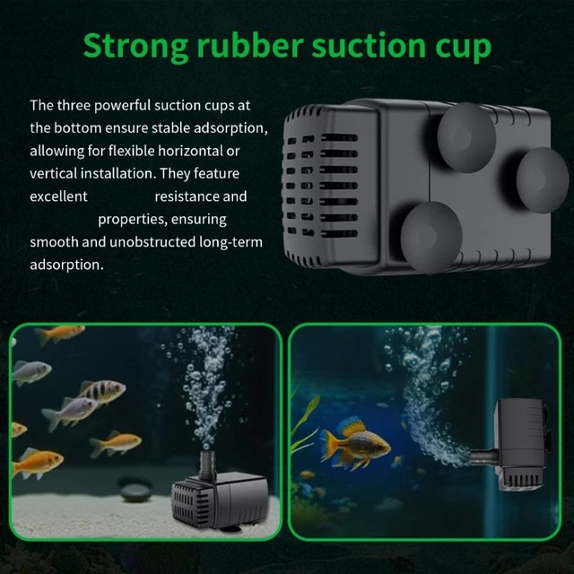 USB POWERED SUBMERSIBLE Pump for Small Aquariums Quiet Bottom Cleaning ...