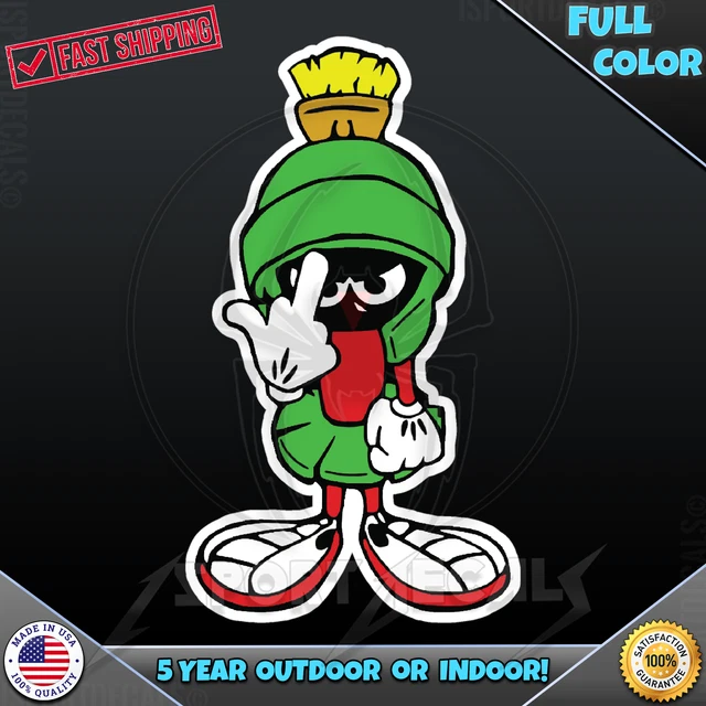 MARVIN THE MARTIAN Flipping Middle Finger Bird Car PC VINYL DECAL ...