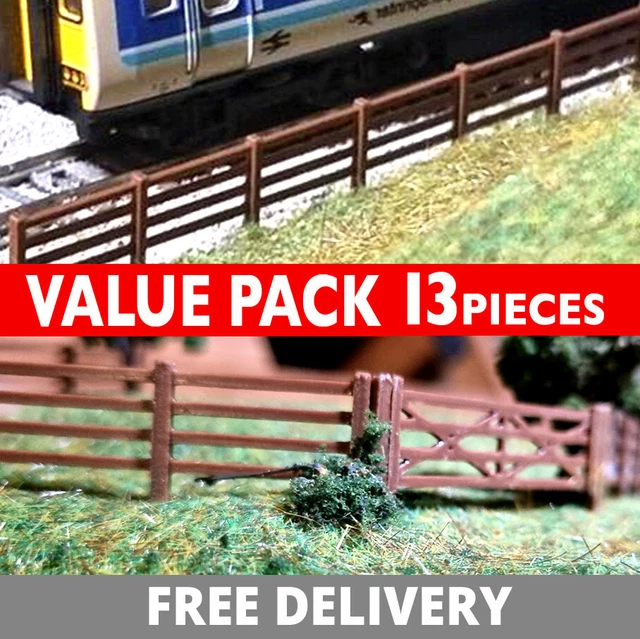 OO GAUGE FENCE VALUE PACK Model Railway scenery 00/HO lineside wood ...