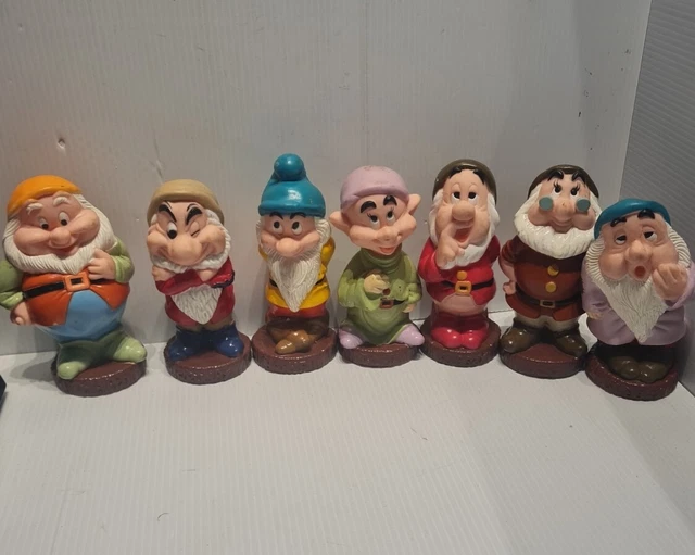 VINTAGE DISNEY SEVEN Dwarves Snow White 7 Dwarfs Squeezey Plastic ...