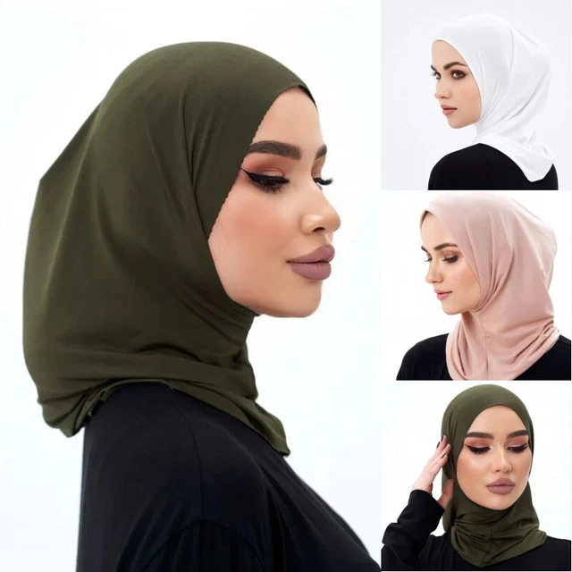 MUSLIM TURBAN WOMEN Arab Headscarf Plain Color Hijab Thin Lightweight ...