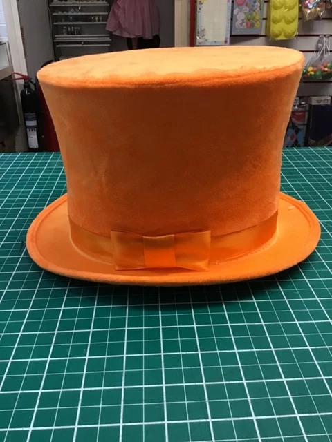 NEON ORANGE TOP Hat 90s Dumb Dumber Coloured Topper Fancy Dress ...