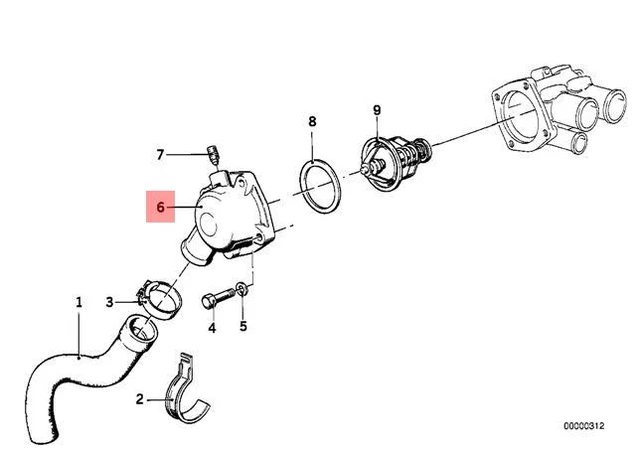 GENUINE BMW E23 E24 E28 E32 E34 Thermostat Housing Cover OEM ...