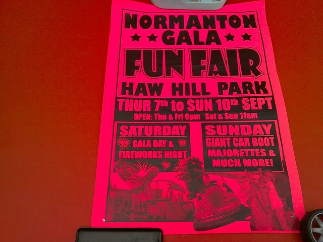 FAIRGROUND POSTER NORMANTON Gala Fun Fair Haw Hill Park £1.99 - PicClick UK