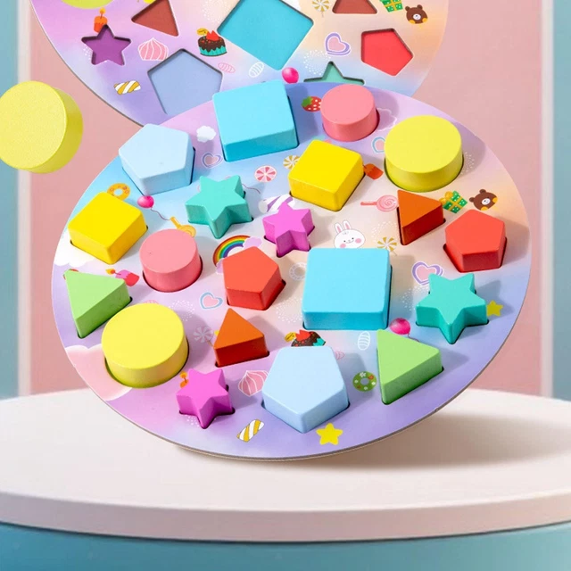 SHAPE SORTING PUZZLE Wooden Puzzle Board Fine Motor Skills Geometry $33 ...