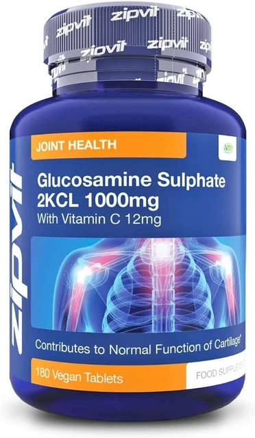 GLUCOSAMINE SULPHATE 2KCL 1000Mg with Vitamin C 12mg, 180 Vegan Tablets GMO FREE £13.07 ...