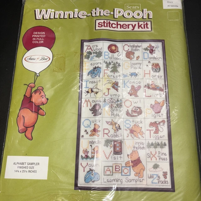 VTG SEARS WINNIE The Pooh Alphabet Stitchery Kit By Sooz Cross Stitch ...