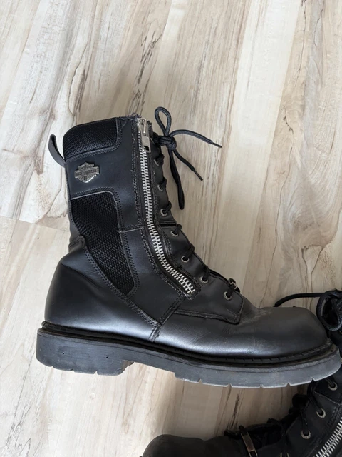 HARLEY DAVIDSON MENS Sz 11.5 Leather Lace & Zip Biker Motorcycle Boots ...