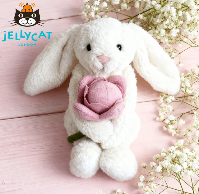 JELLYCAT CREAM BLOSSOM Bunny Plush - Soft Holds Flower, With Original Tag & Bag £24.47 - PicClick UK