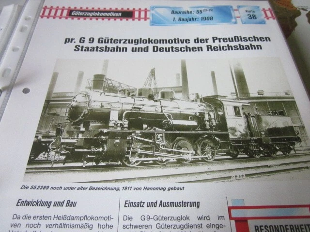 DEUTSCHE DAMPFLOKS MIT Risszeichnung G38 pr G9 Preuß9sche Staatsbahn BR 55.23-24 EUR 4,63 ...