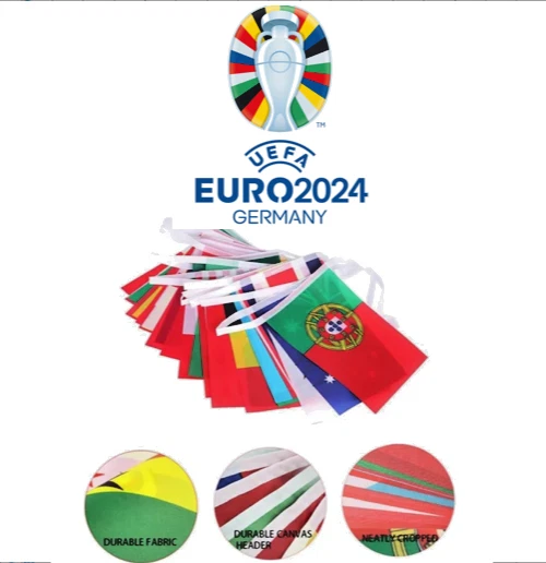EUROPEAN FOOTBALL CHAMPIONSHIP EURO 2024 Fabric Flags Bunting All 24 ...