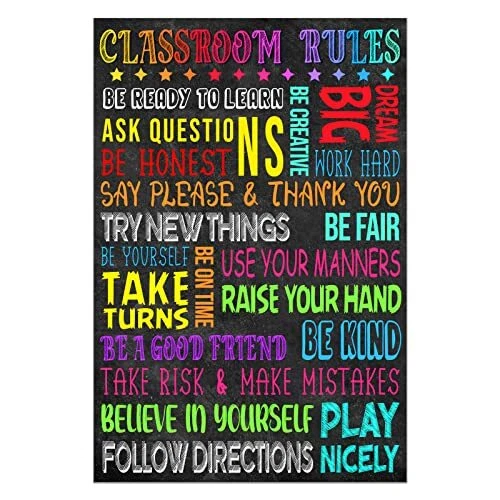 CLASSROOM RULES POSTER Chart 12''x17.5'' Inspirational Poster for Back ...